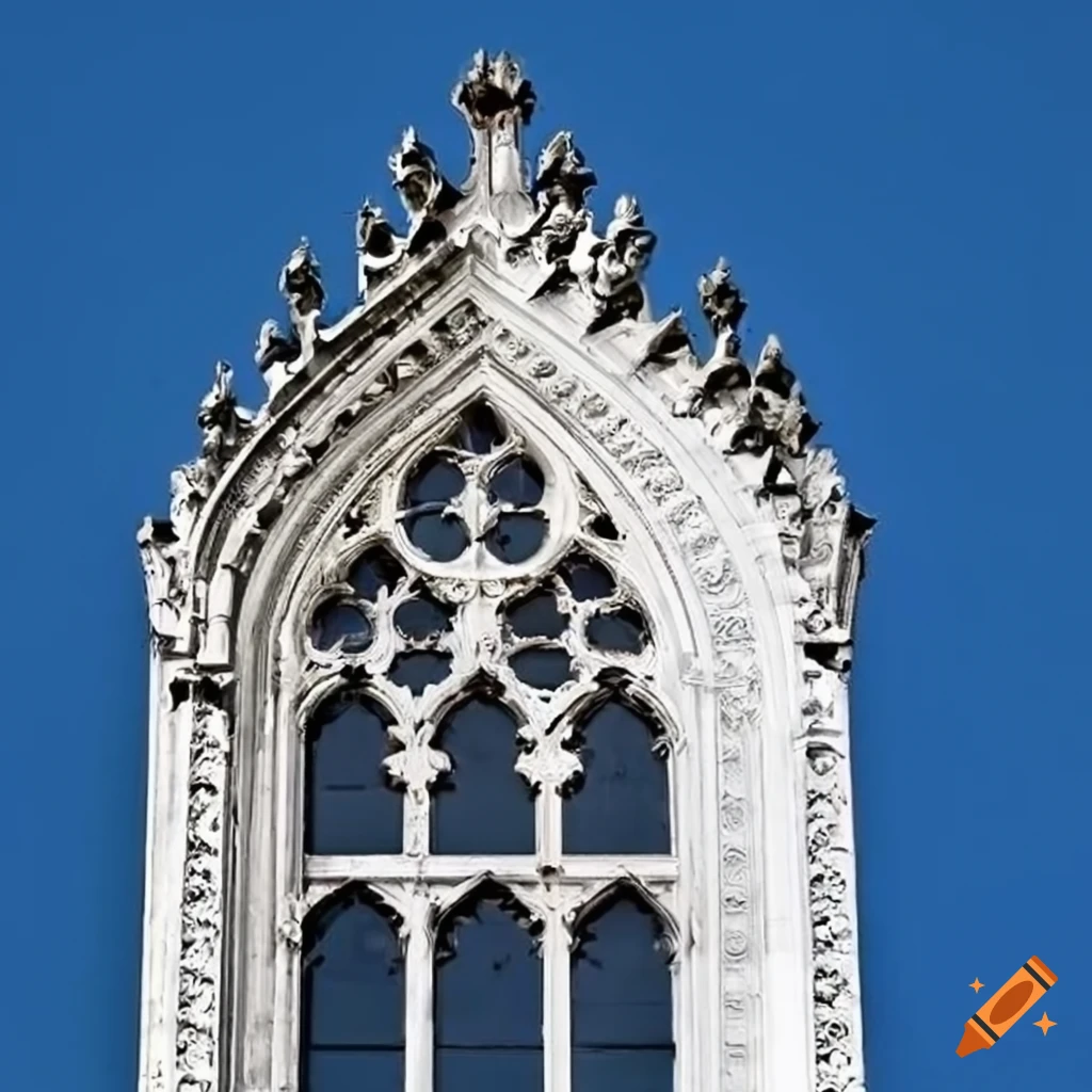 Dresden white gothic window in blue sky