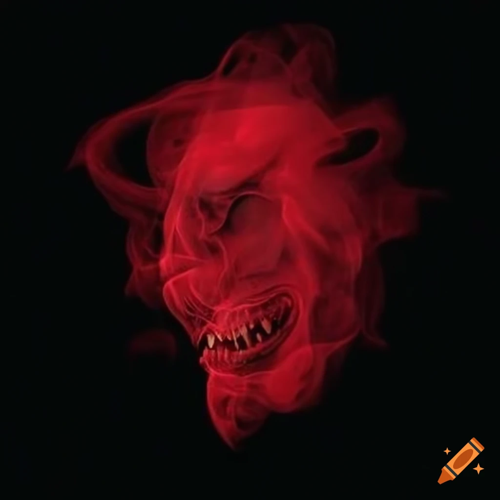 Bold and menacing logo design with red smoke creature on Craiyon