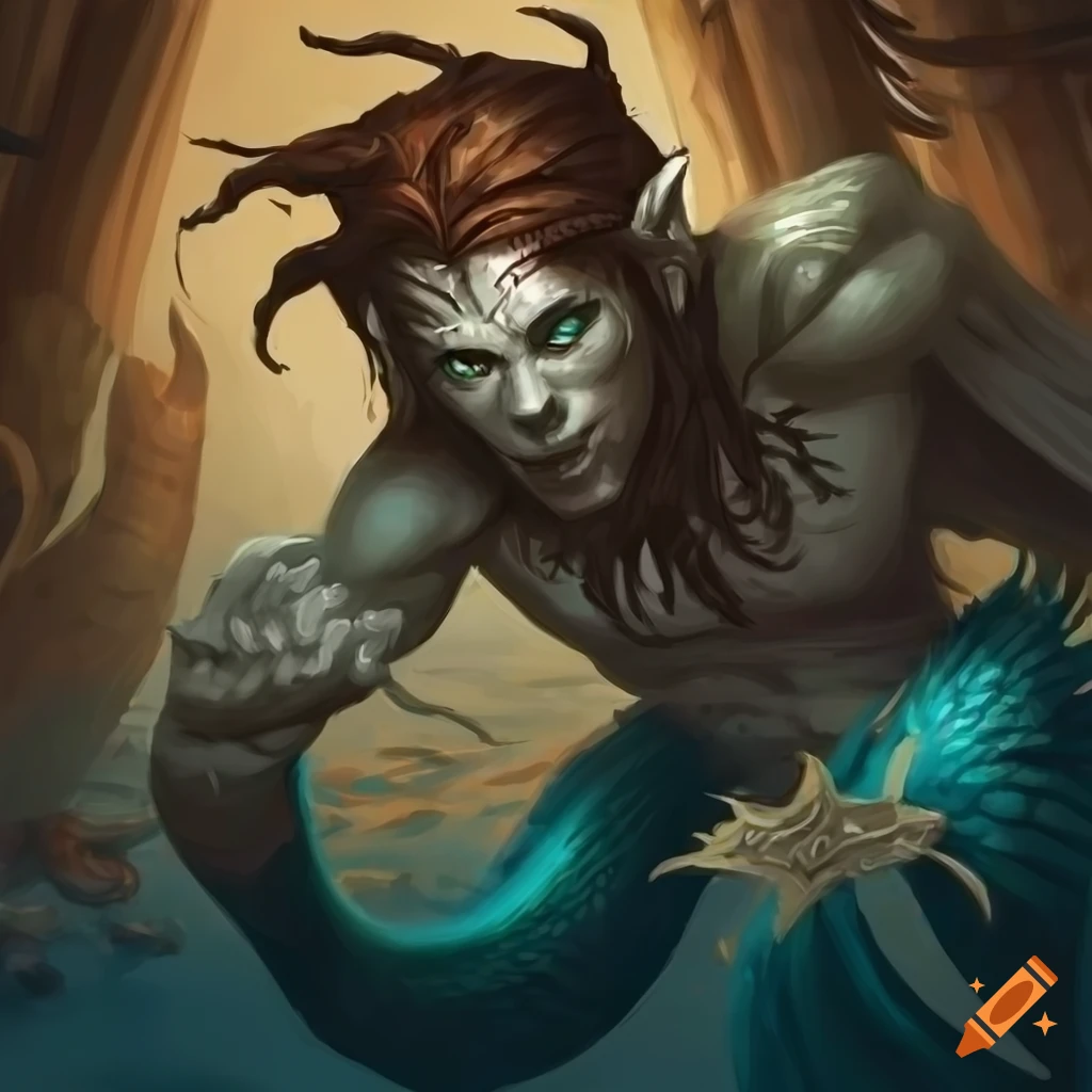 Mtg art of taefire belver, a merfolk creature