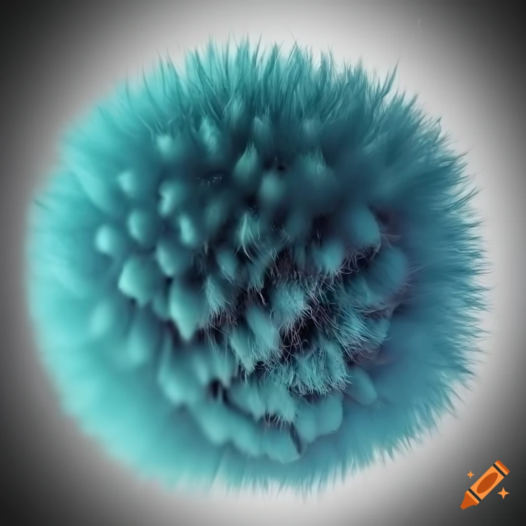 White fuzz ball on a plain background