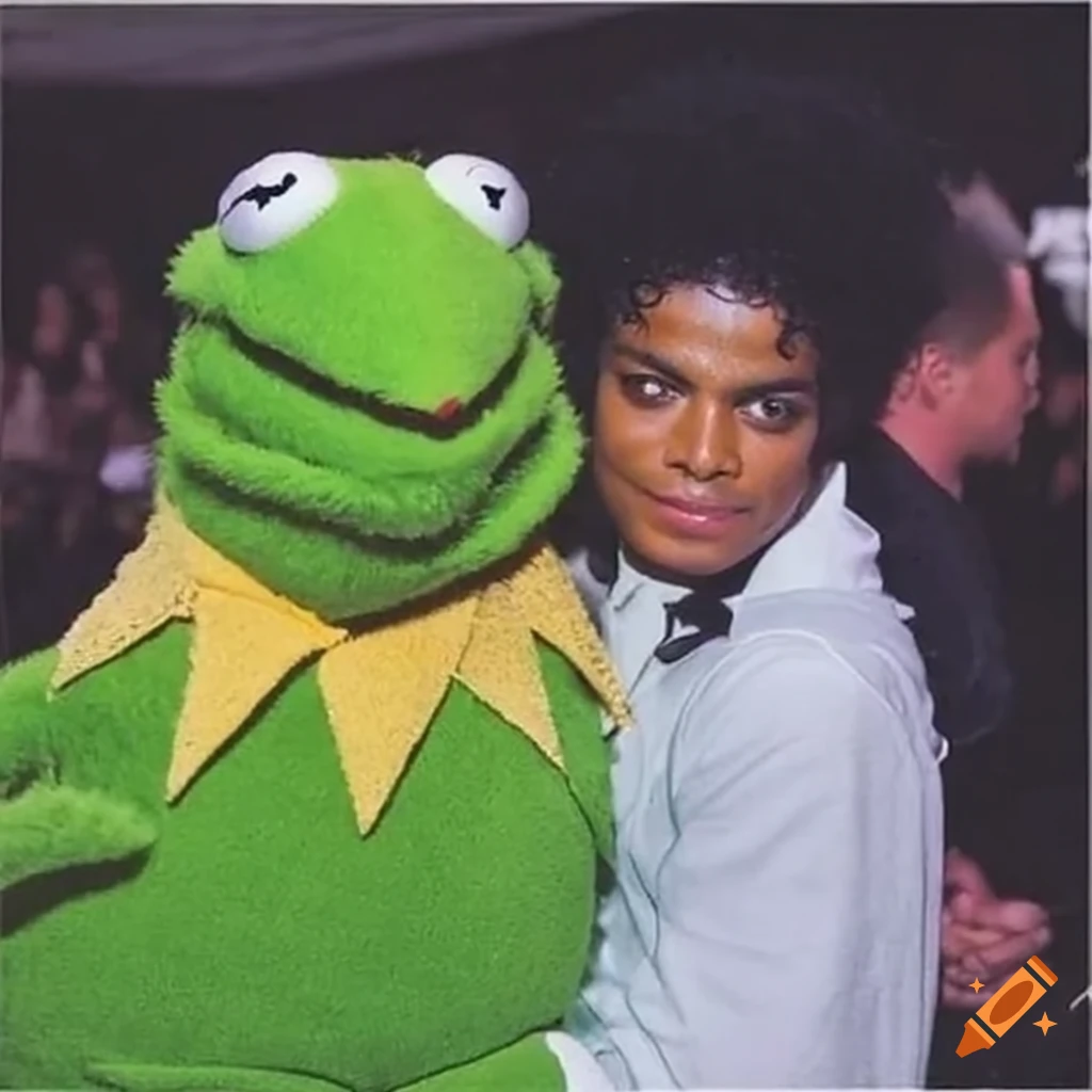 Michael Jackson hugging Kermit the Frog on Craiyon