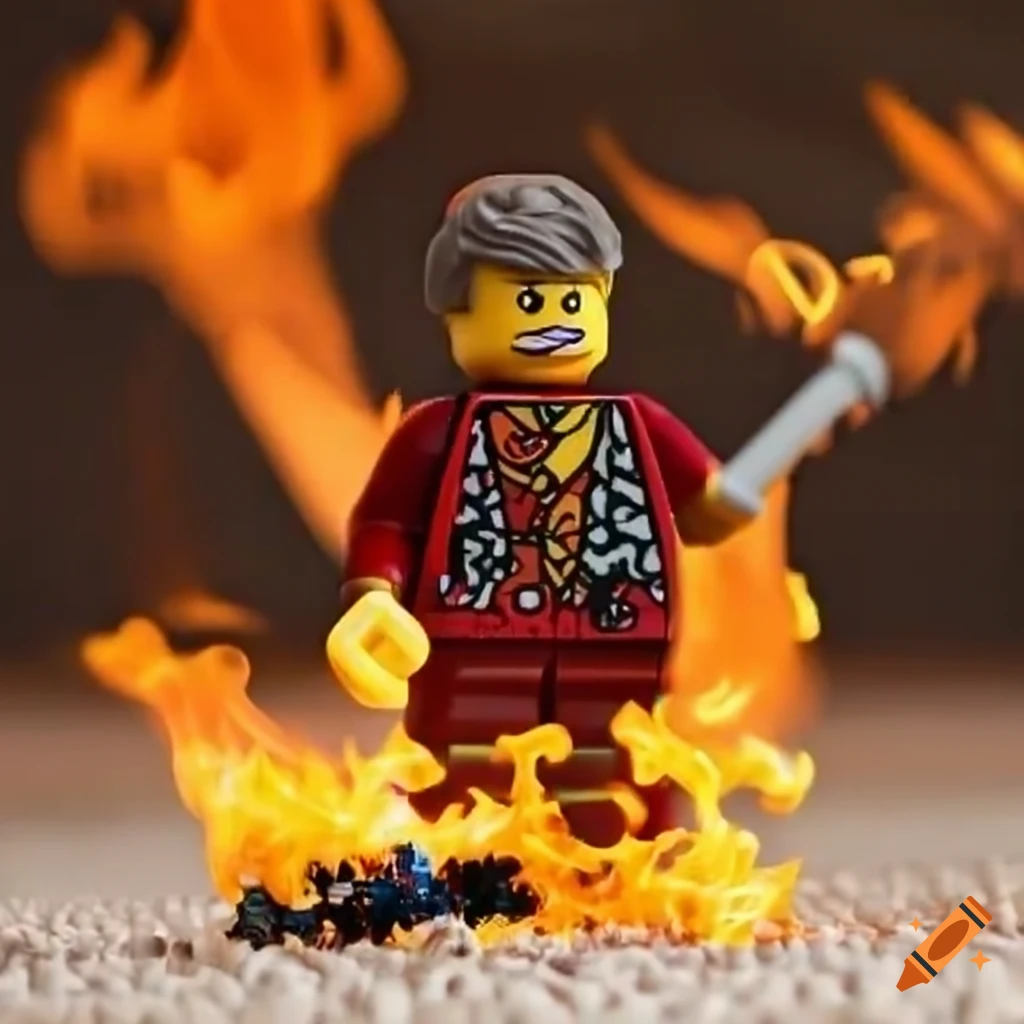 Lego firefighters battling a fire in holland on Craiyon