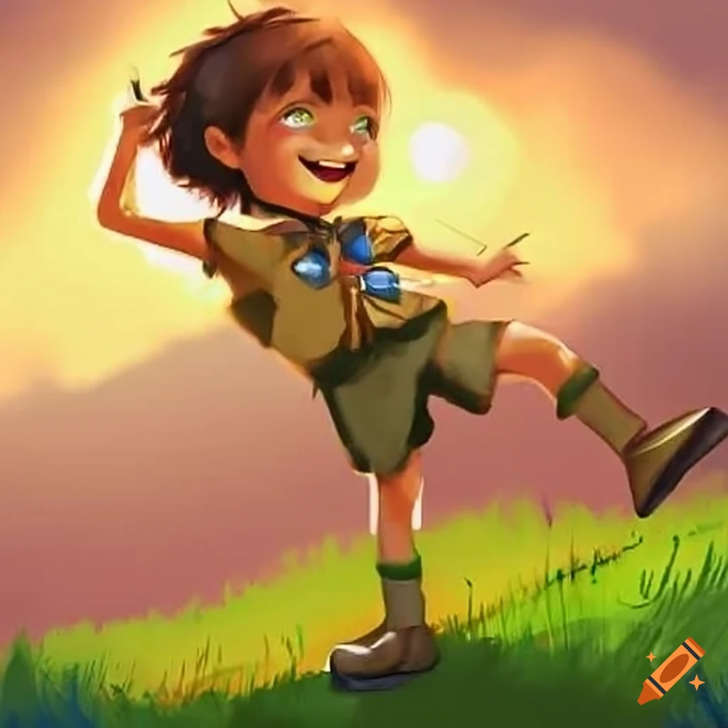 Pixar boy in scout uniform sitting on the floor on Craiyon