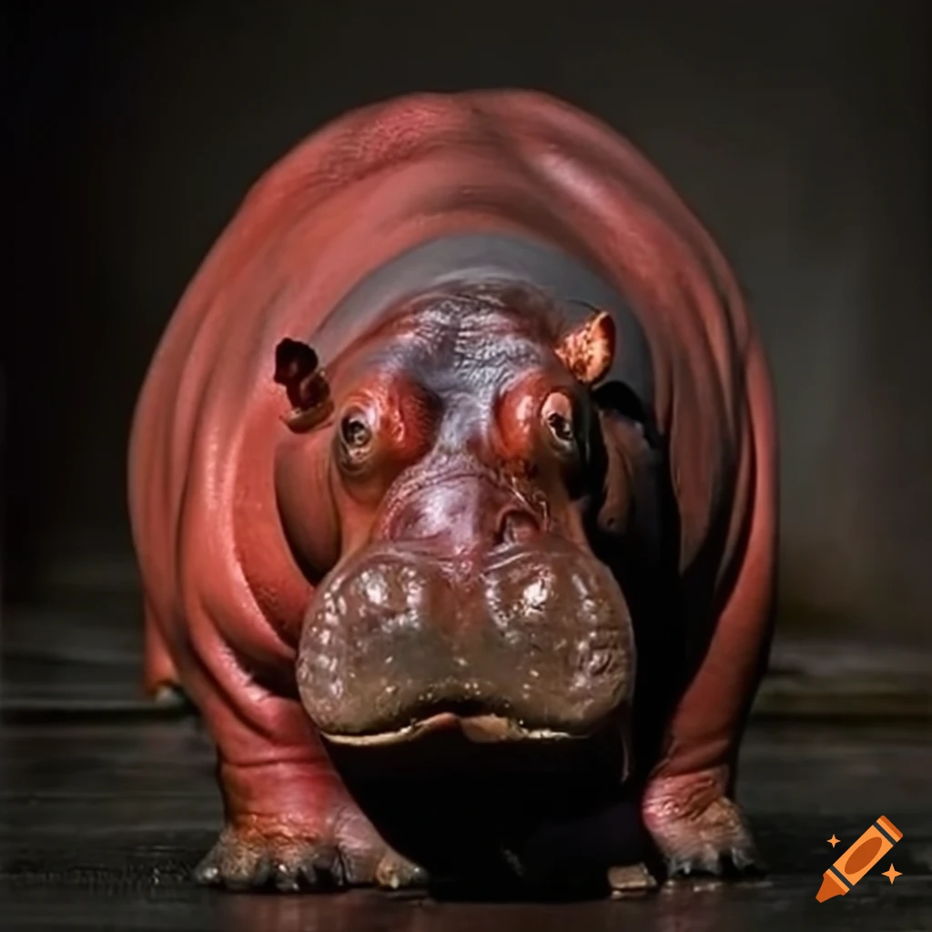 Red hippopotamus on Craiyon
