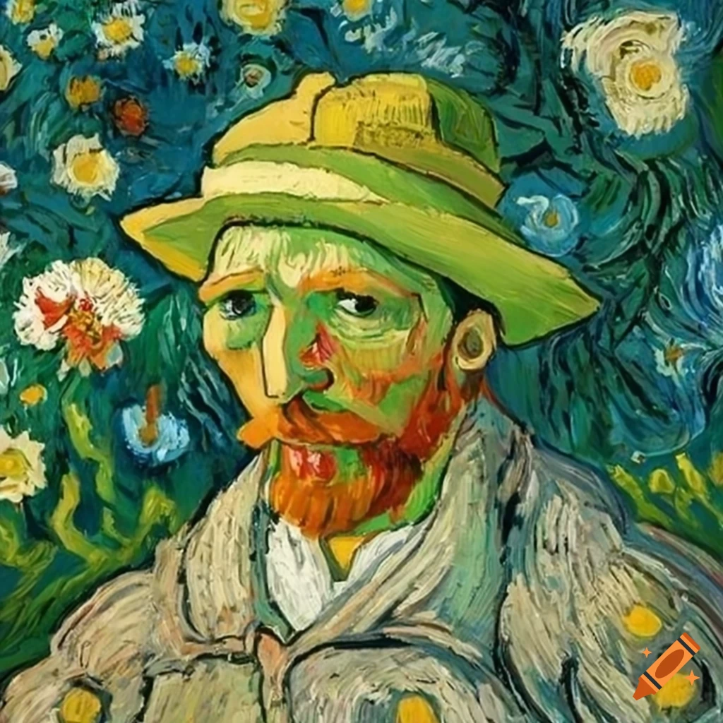 Vincent van gogh style painting of pepe the frog in a field on Craiyon