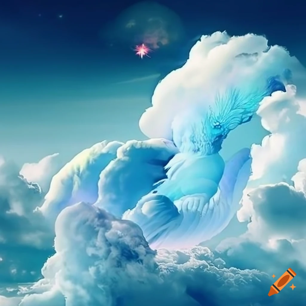 Dreamy clouds resembling mythical creatures on Craiyon