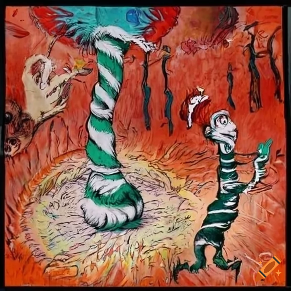 Surreal dr. seuss illustration on Craiyon