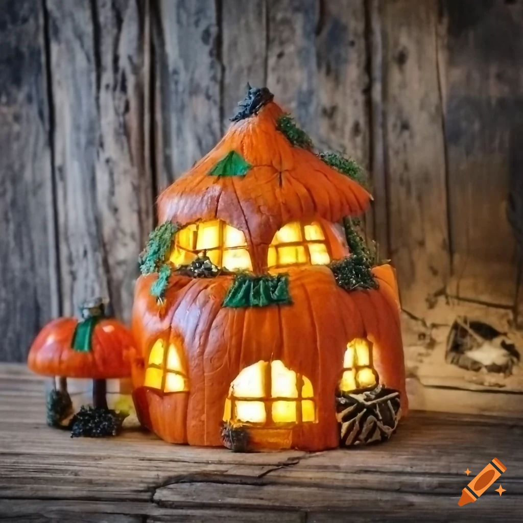 Pumpkin mushroom house for halloween decoration