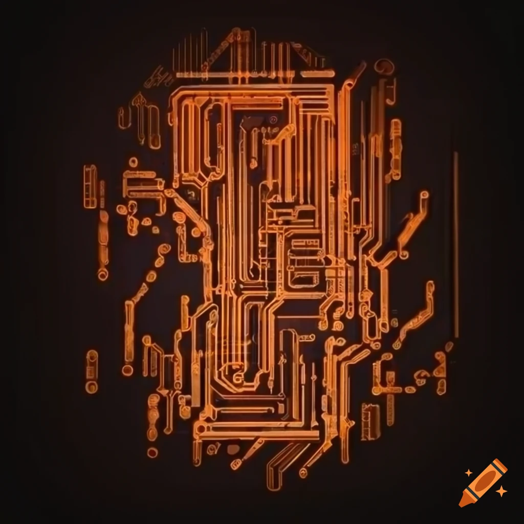 Abstract artwork of glowing circuit boards on Craiyon