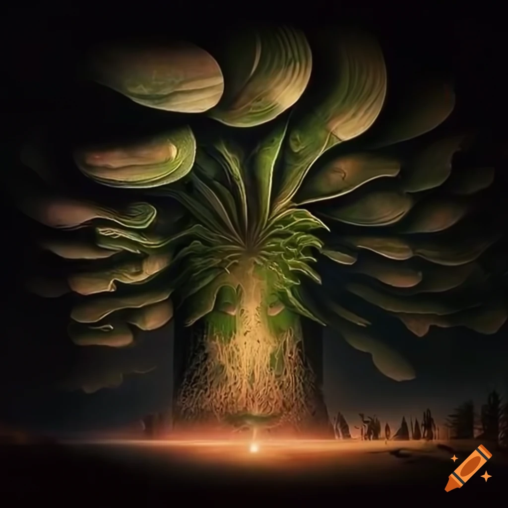 Artwork of a giant plant consuming worlds on Craiyon