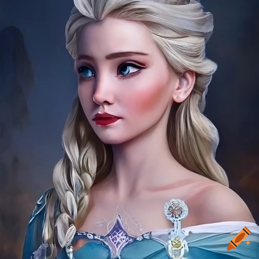 Hyperrealistic portrait of disney princess elsa