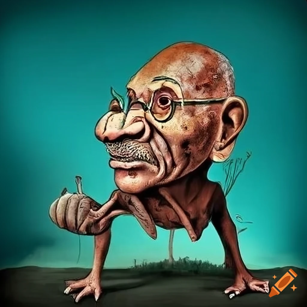 Humorous portrayal of gandhi as a hippopotamus on Craiyon