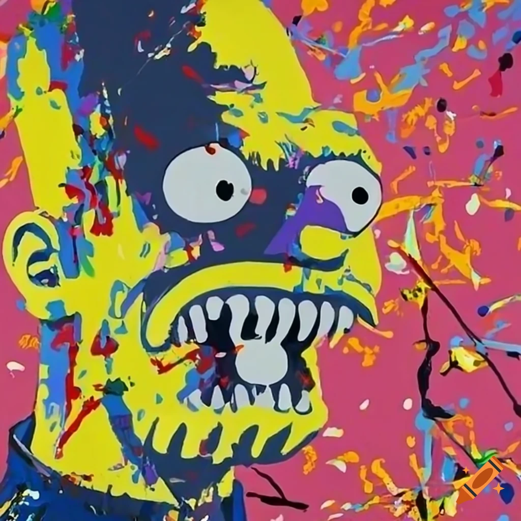 Simpson art in jackson pollock style on Craiyon