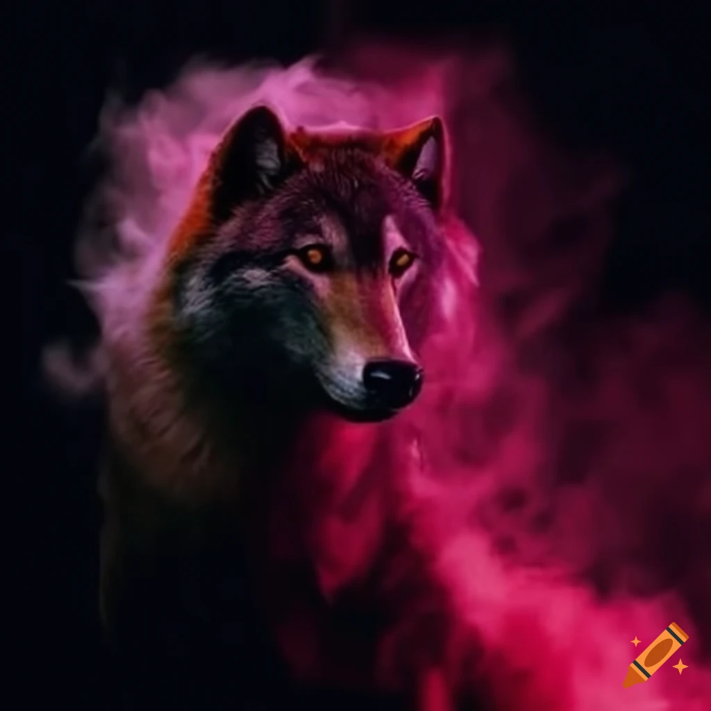 Synthwave wolf in lush natural surroundings on Craiyon