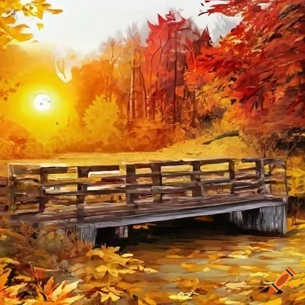 Watercolor masterpiece of an autumn landscape on Craiyon