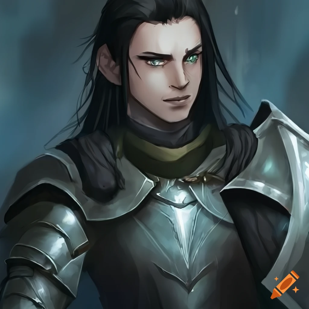 Portrait of a male paladin with striking features on Craiyon