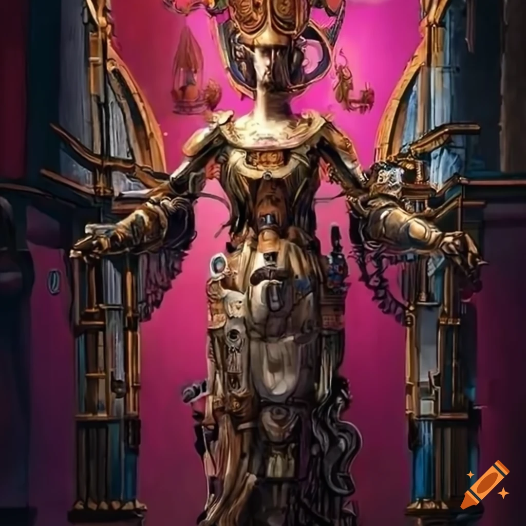 Cyberpunk robotic deity in renaissance style art on Craiyon