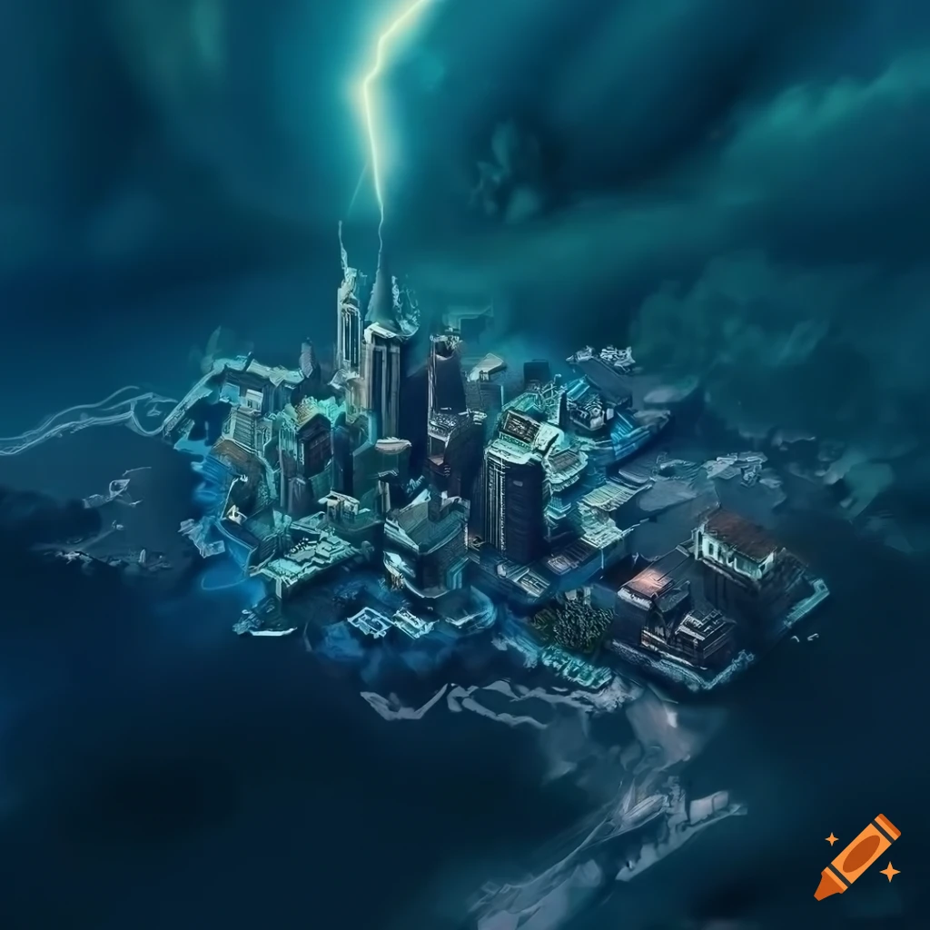 Aerial view of stormwind city in world of warcraft on Craiyon