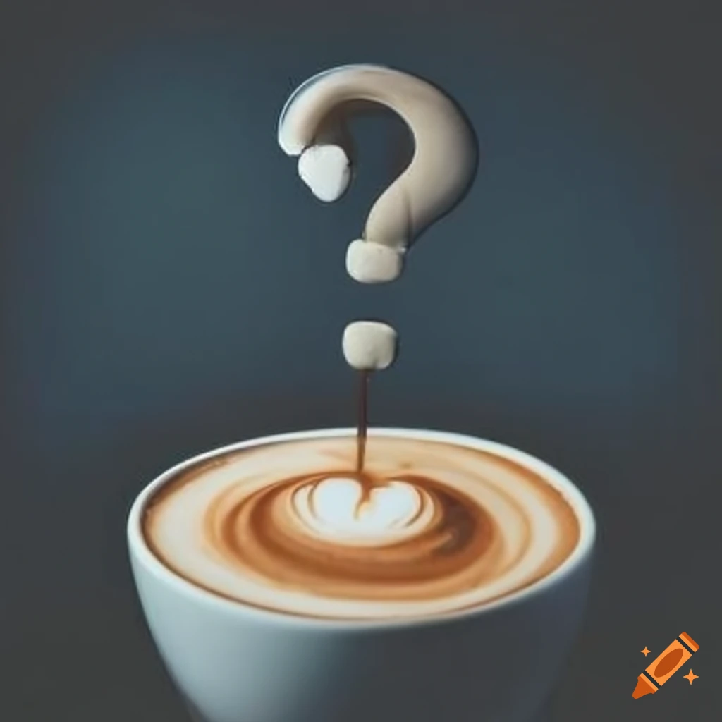 Cappuccino with a question mark-shaped steam on Craiyon