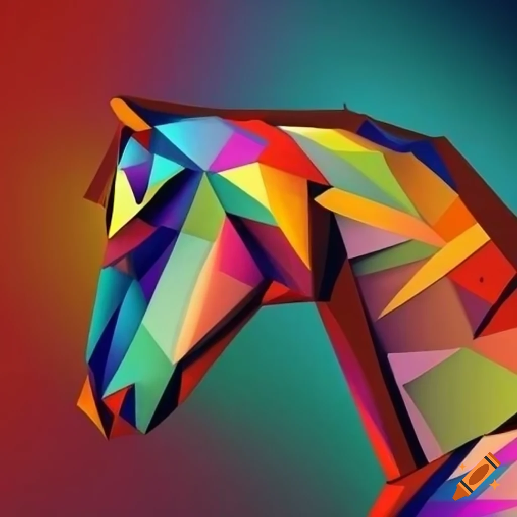 Cubist representation of a horse on Craiyon