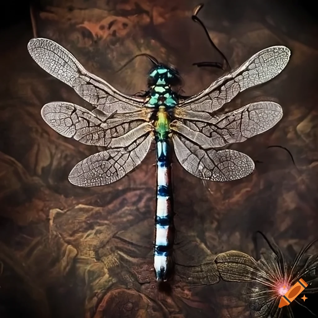 Hyperrealistic dragonfly artwork on Craiyon