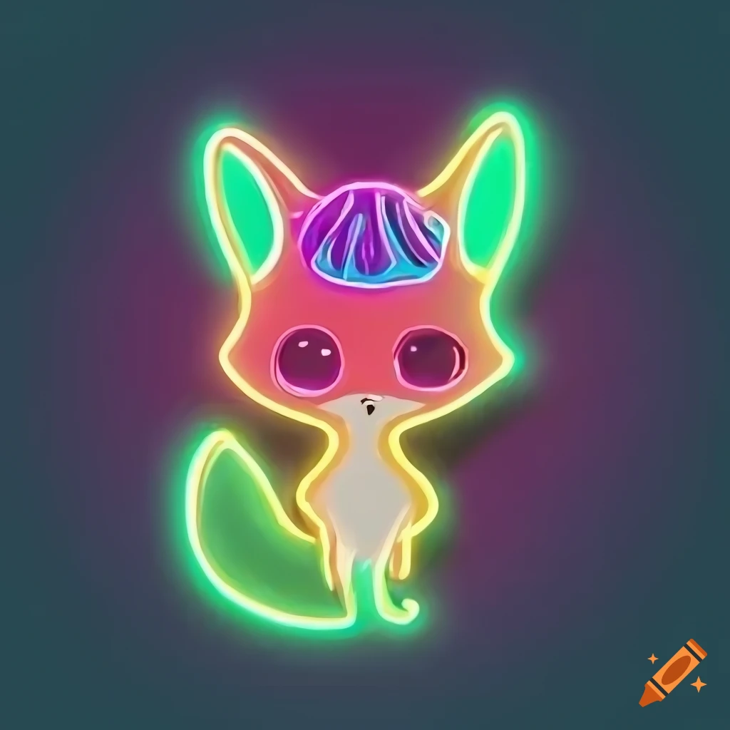 Chibi neon rgb style fox artwork