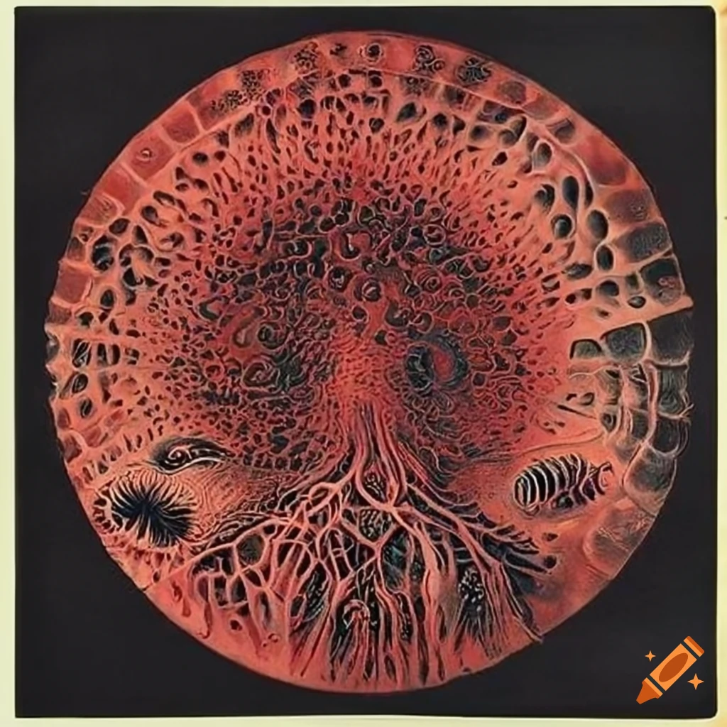 Woodcut landscape painting in red and black by paula modersohn-becker ...