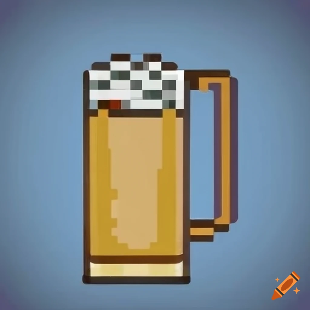 Pixelated glass beer jug on blue background on Craiyon