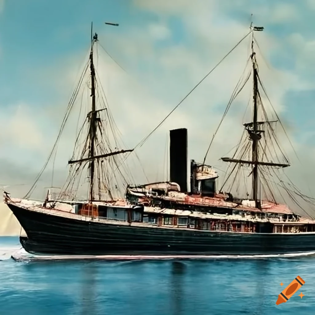 Vintage image of a big ship boat on Craiyon