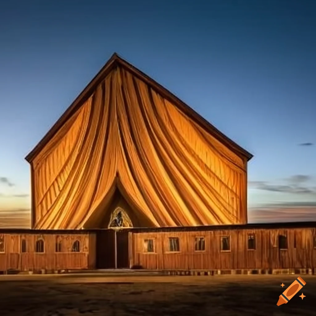 Unique church design with tabernacle and noah's ark structures on Craiyon