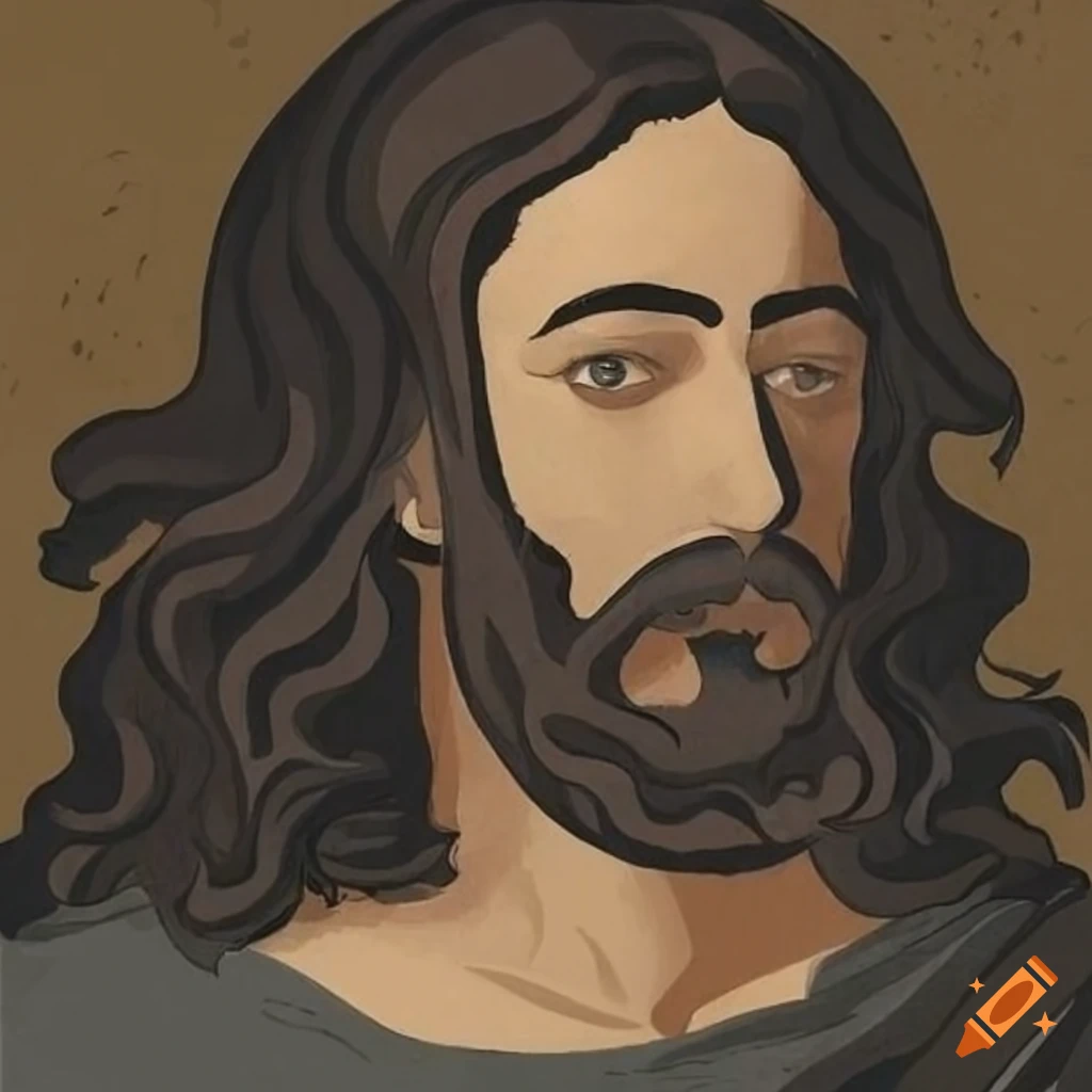 Portrait of a portly man in Early-Christian art style on Craiyon