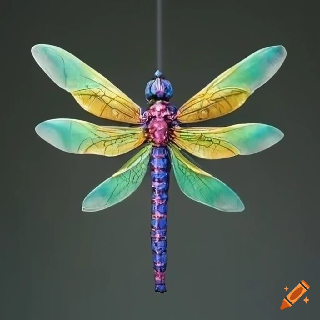Hyperrealistic sculpture of a dragonfly on Craiyon