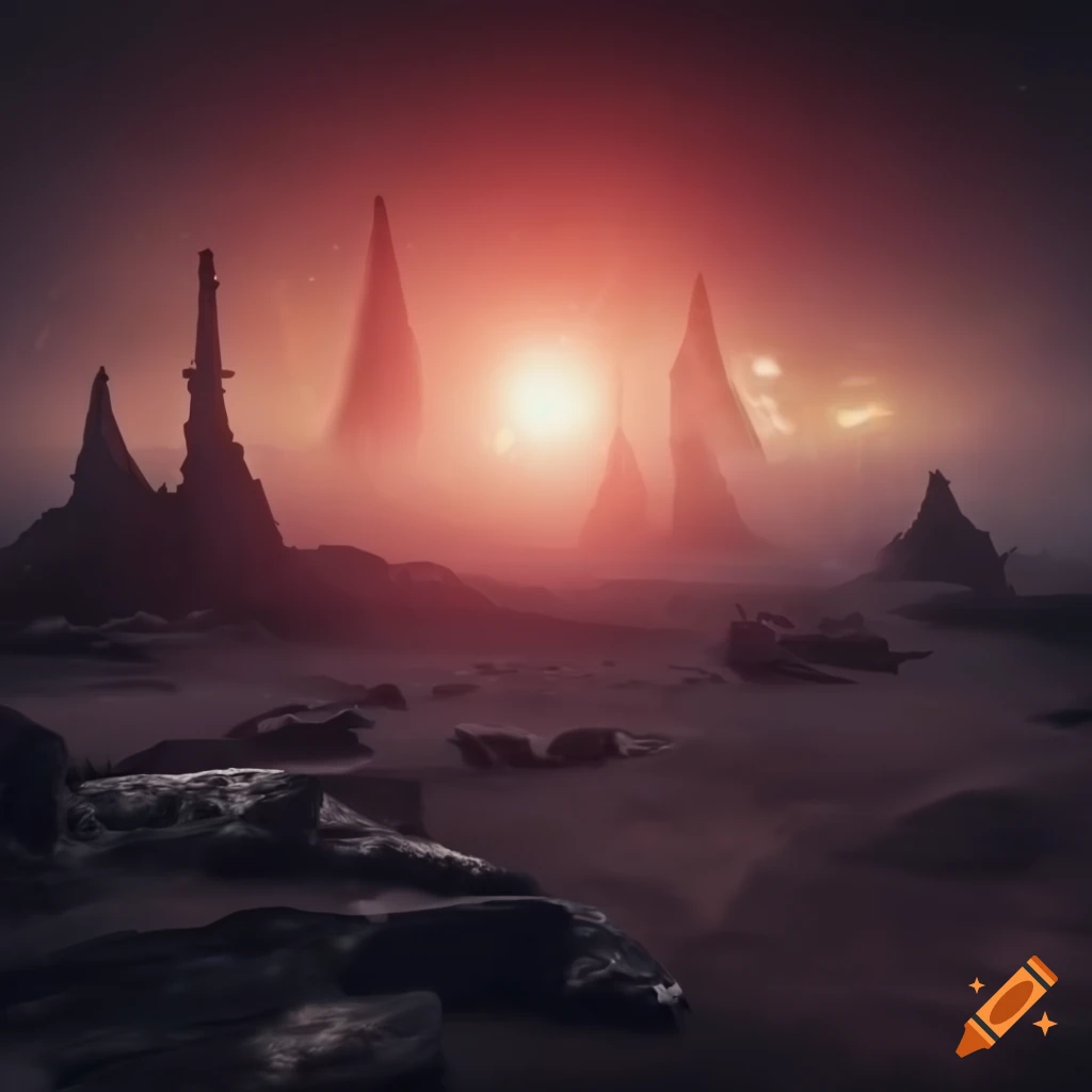 Scifi outpost on an alien planet