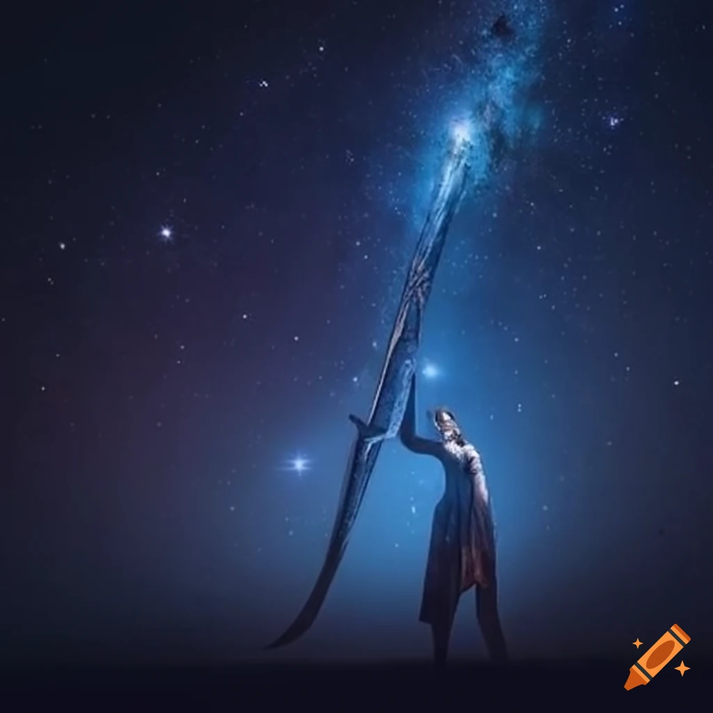 Sword with a starry blade constellation on Craiyon