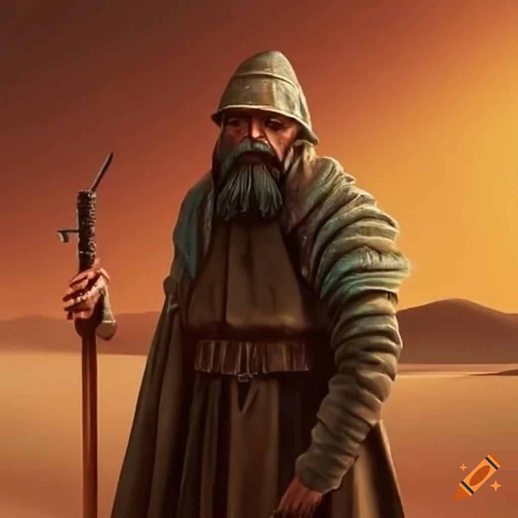 Medieval farmer working on a field on Craiyon