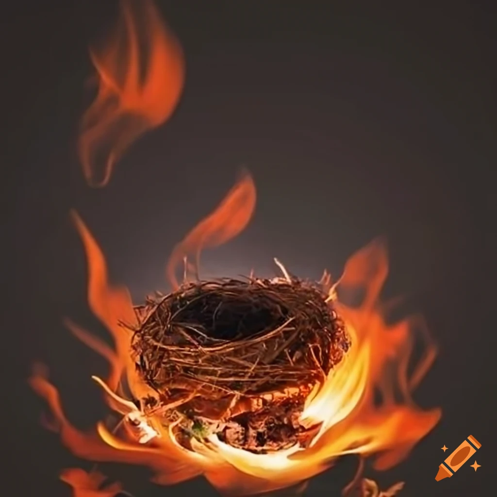 Image of a burning nest on Craiyon