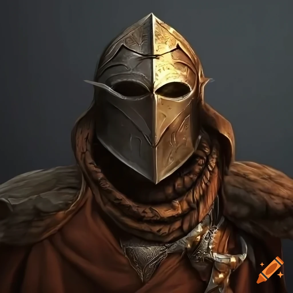 Front view of an elite champion fantasy adorned helmet on Craiyon