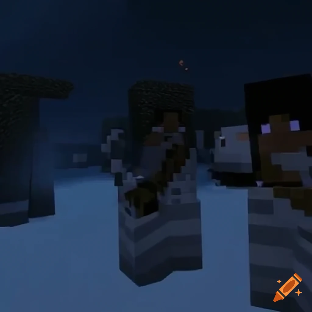 Minecraft snowball fights on Craiyon