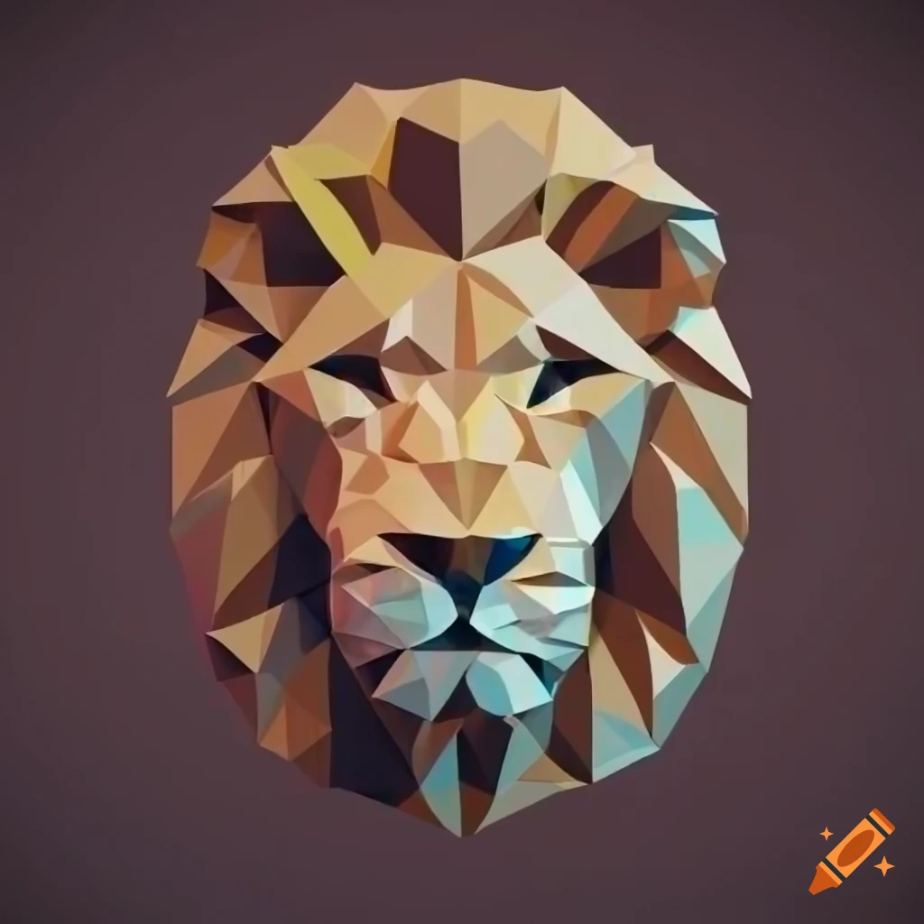Low poly lion head logo on Craiyon