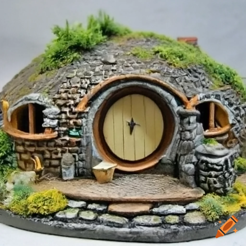 Product photo of a miniature hobbit house on Craiyon