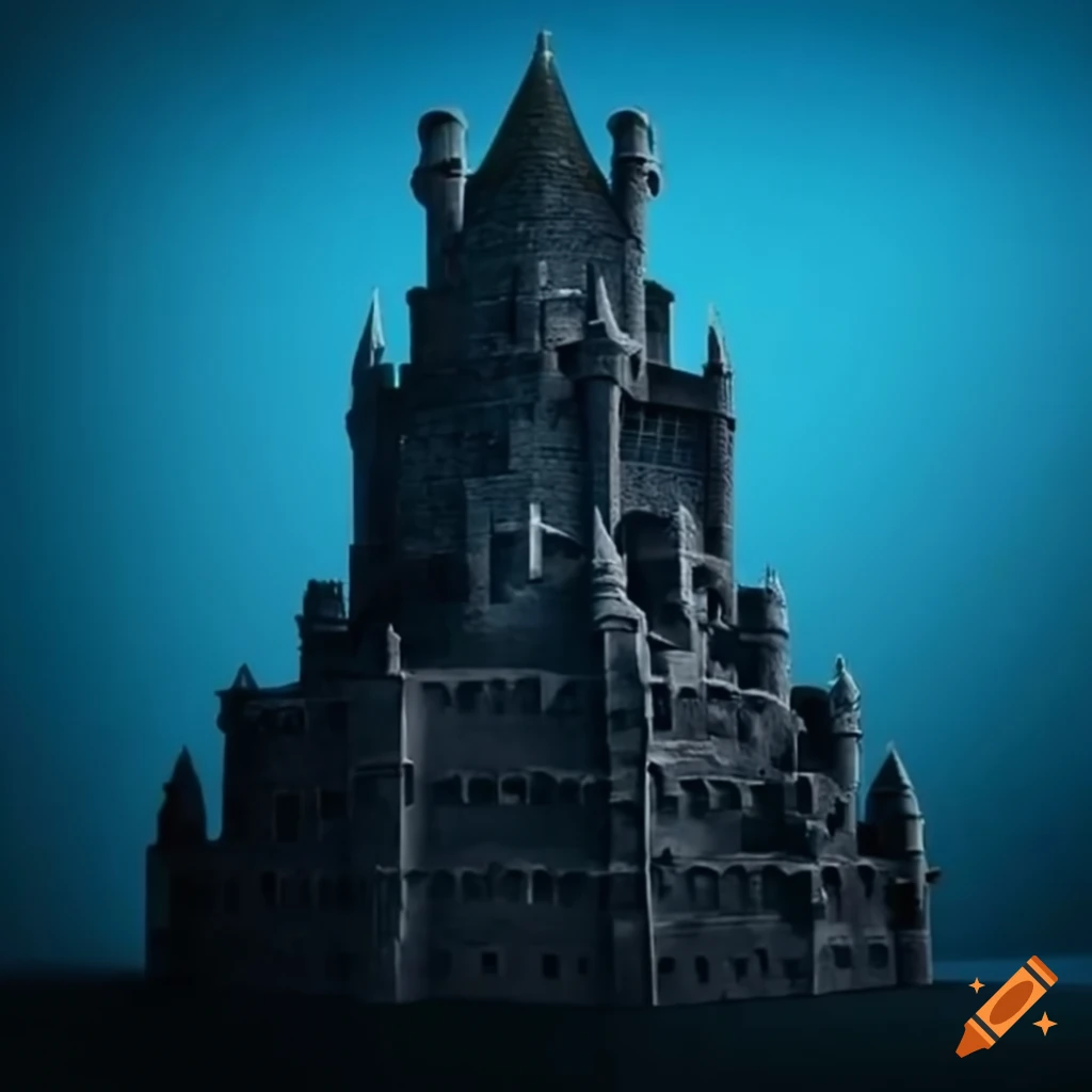 Image of an ancient black brick wizard tower on Craiyon