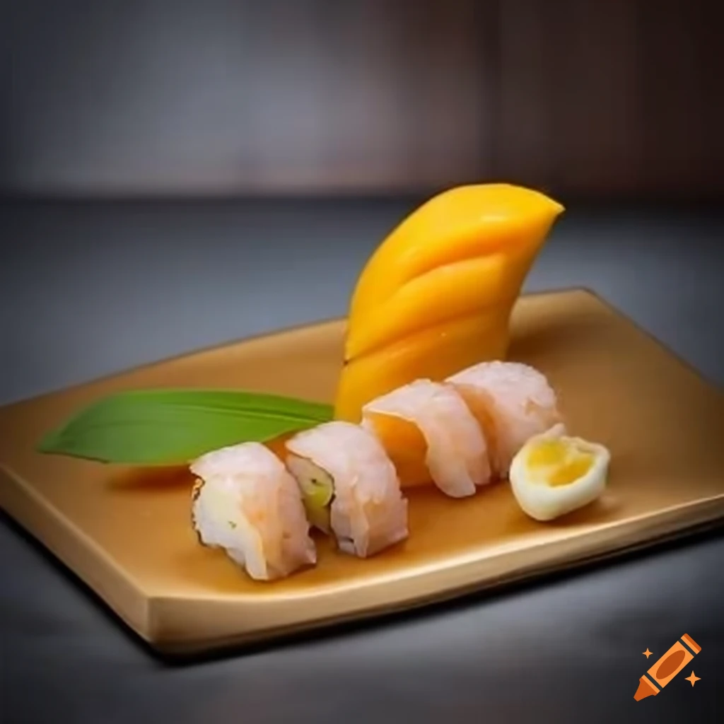 Sushi with mango puree filling on Craiyon