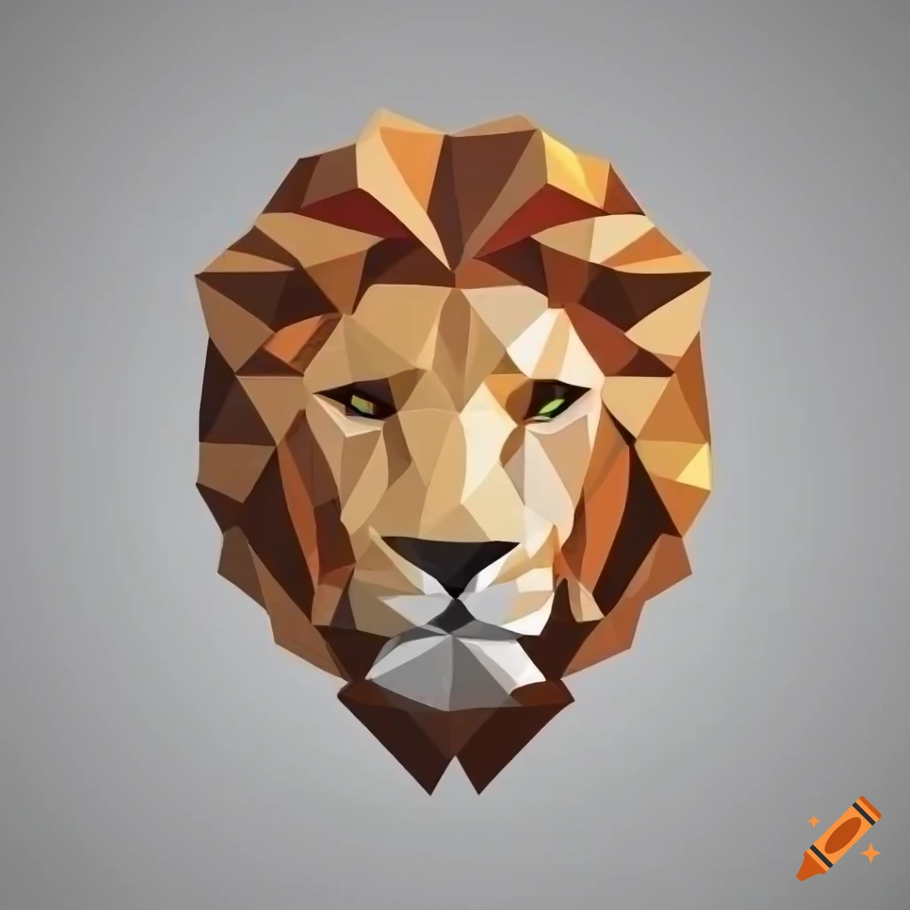 Low poly lion logo design