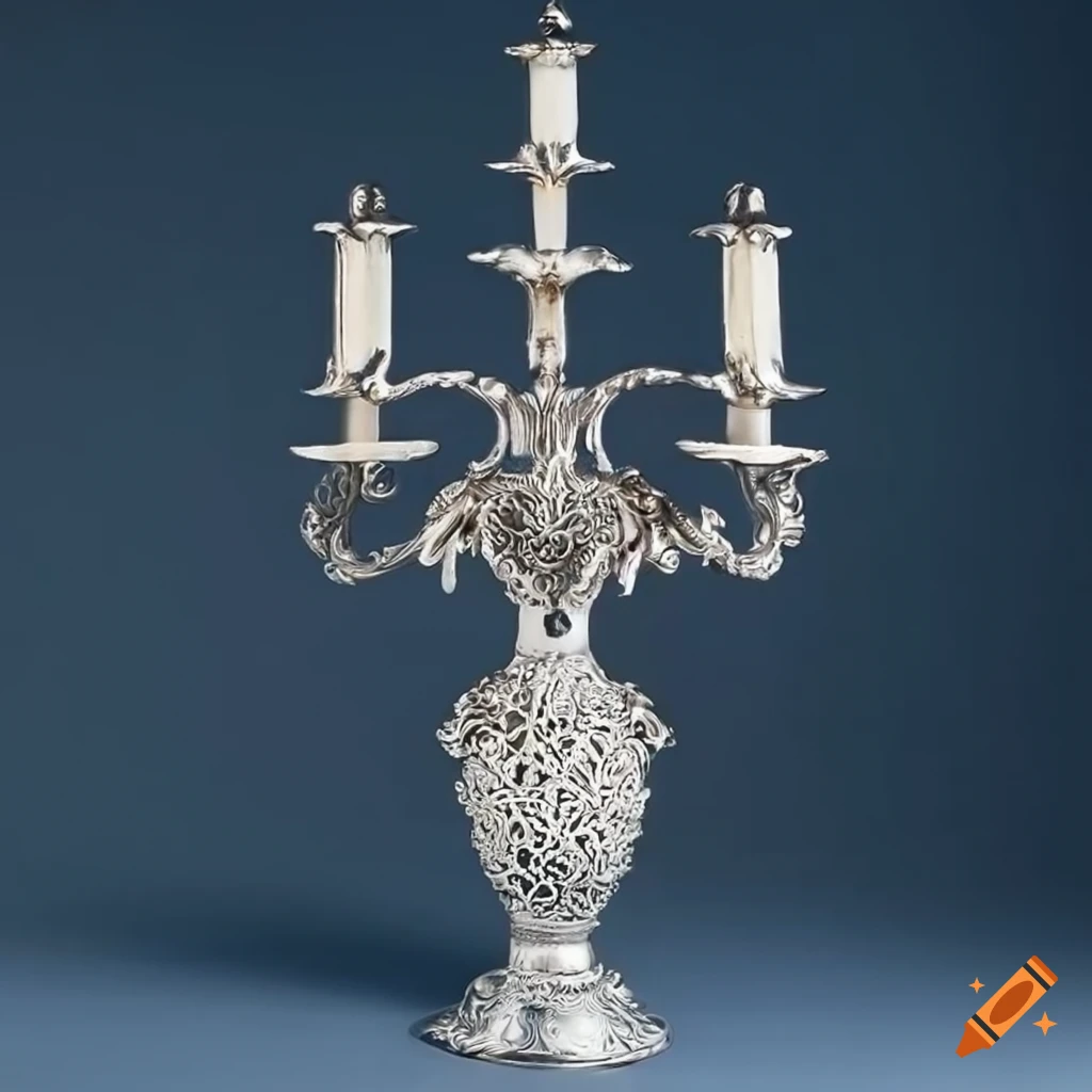 Silver vase with handles and intricate details