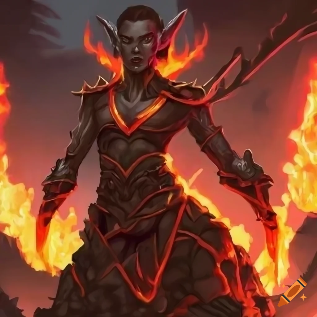 Artwork of a volcanic boros elf