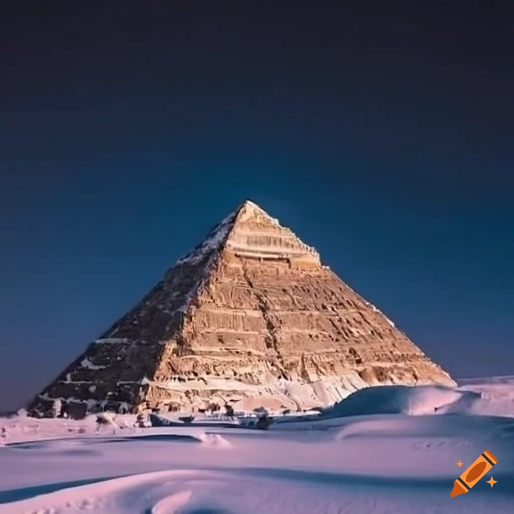 Ice pyramid under a dark sky on Craiyon