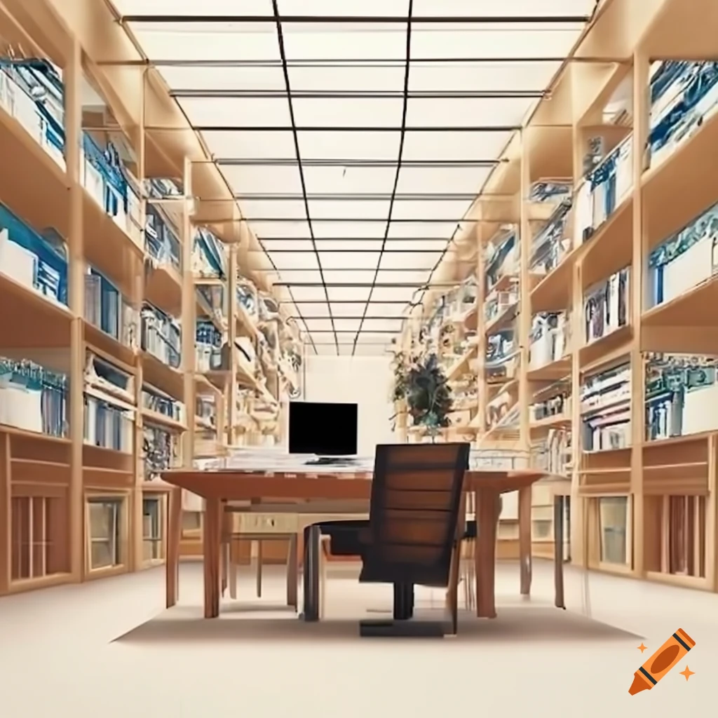 Office space for an academic librarian on Craiyon