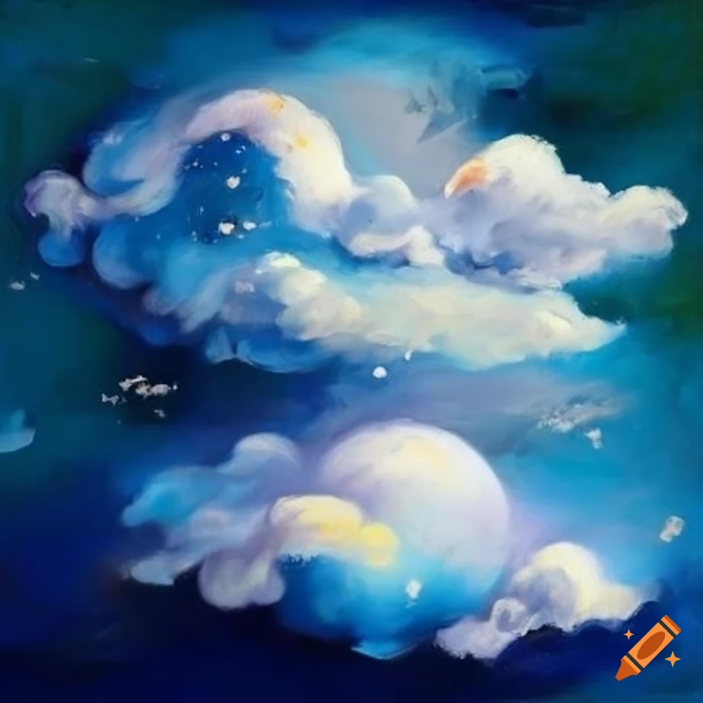 Oil painting of heavenly clouds on Craiyon