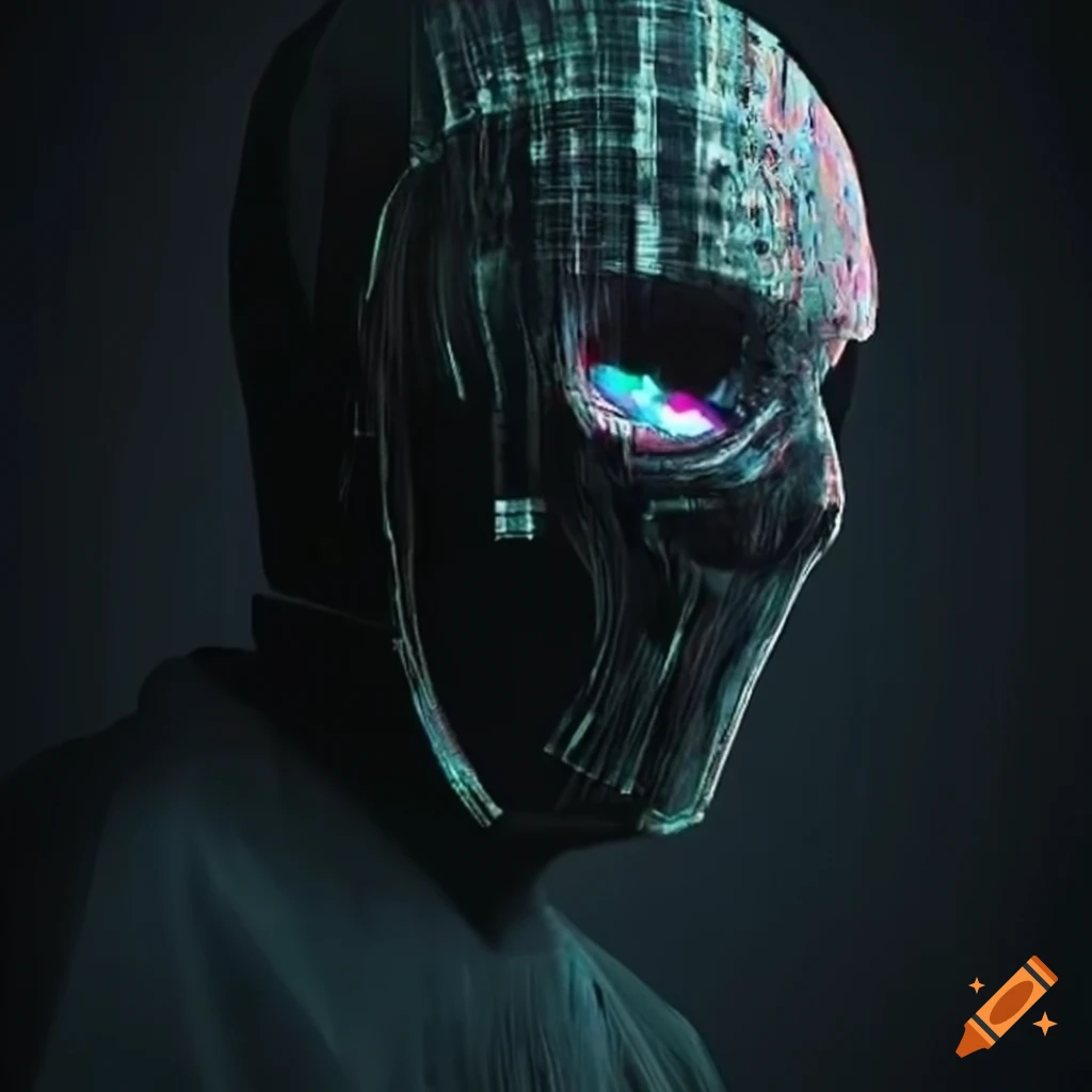 Dark glitching futuristic mask