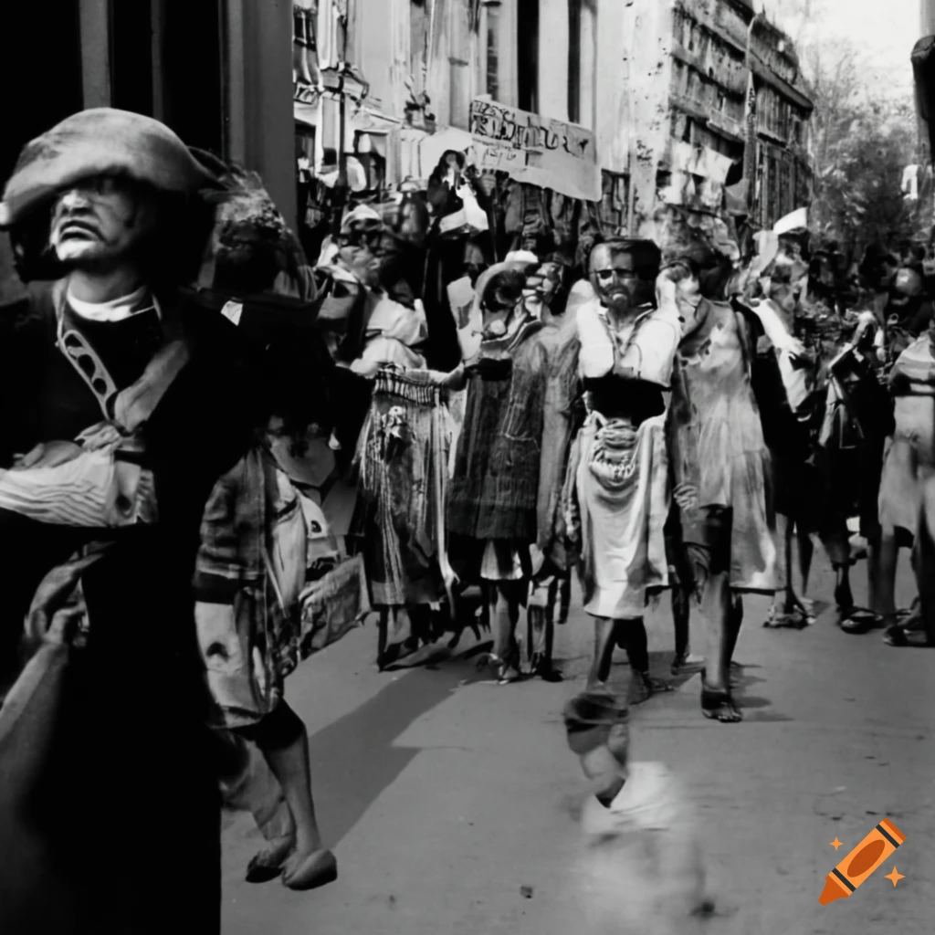 Vintage photo of people protesting in the street